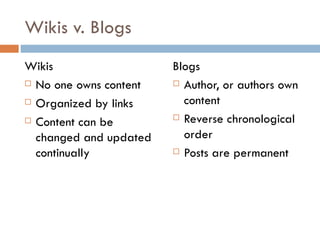 Wikis and blogs | PPT