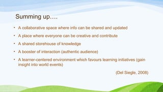 Wikis and collaborative writing in the classroom | PPT