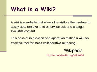 Wikis for University Faculty | PPT