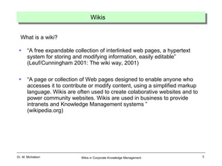 Wikis in corporate knowledge management | PPT | Free Download