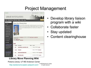 Using wikis in library liaison work: overview & trends | PPT