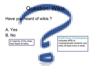 Using wikis in library liaison work: overview & trends | PPT