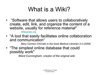 Using wikis in library liaison work: overview & trends | PPT
