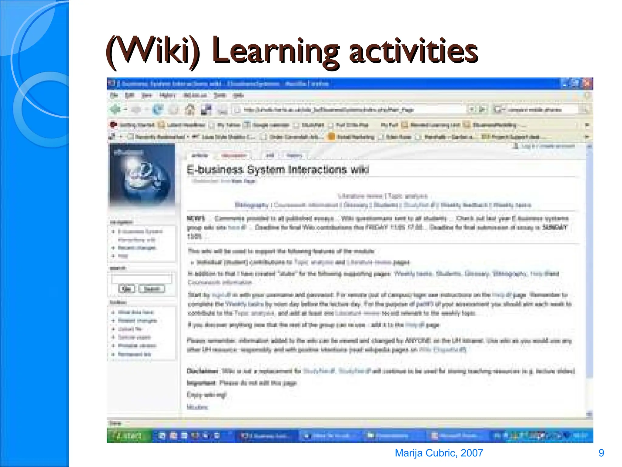 WikiSym presentation: Wiki Framework For Bl Ppt2003 V3 | PPT