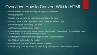Wiki to HTML Conversion | PPT