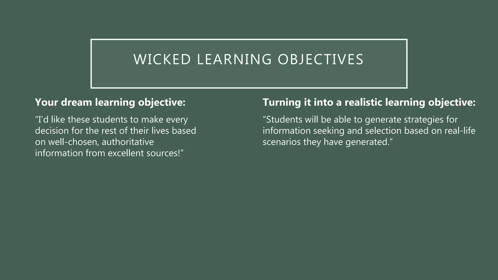 Getting wicked in the classroom (updated) - Evans & Sobel | PPTX
