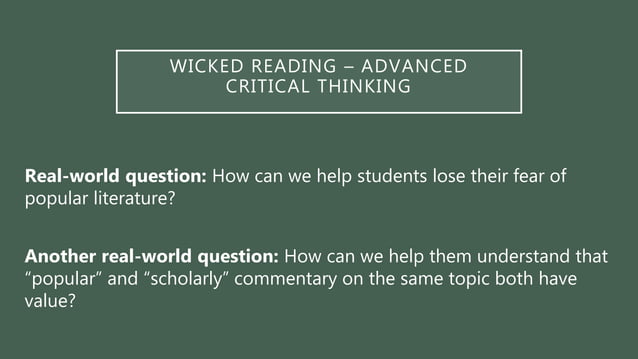 Getting wicked in the classroom (updated) - Evans & Sobel | PPT