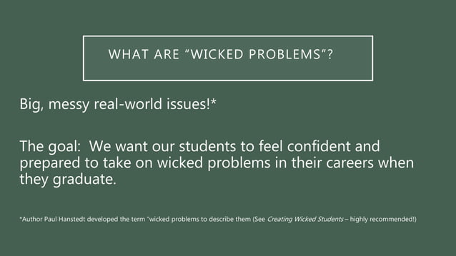 Getting wicked in the classroom (updated) - Evans & Sobel | PPT
