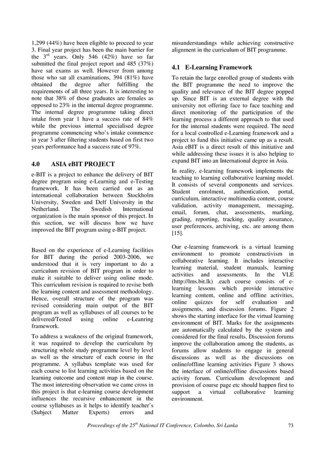 Asia eBIT @ UCSC: Implementing the paradigm shift from Teaching to Learning through e-learning ...