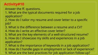 WORK IMMERSION ACTIVITY FOR THE LESSON TO CONDUCT | PPTX