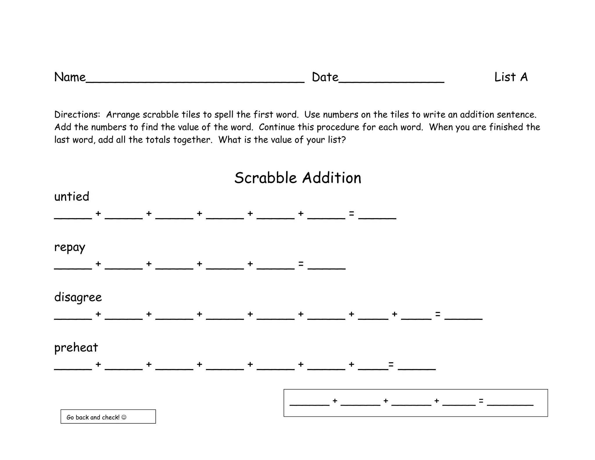 Wilbur's boast 6 2 spelling scrabble addition | DOC