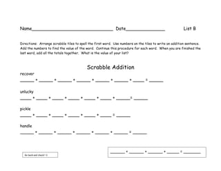 Wilbur's boast 6 2 spelling scrabble addition | DOC