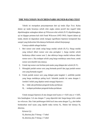 Wilcoxon Matced Pairs Signed Ranks Test | DOCX