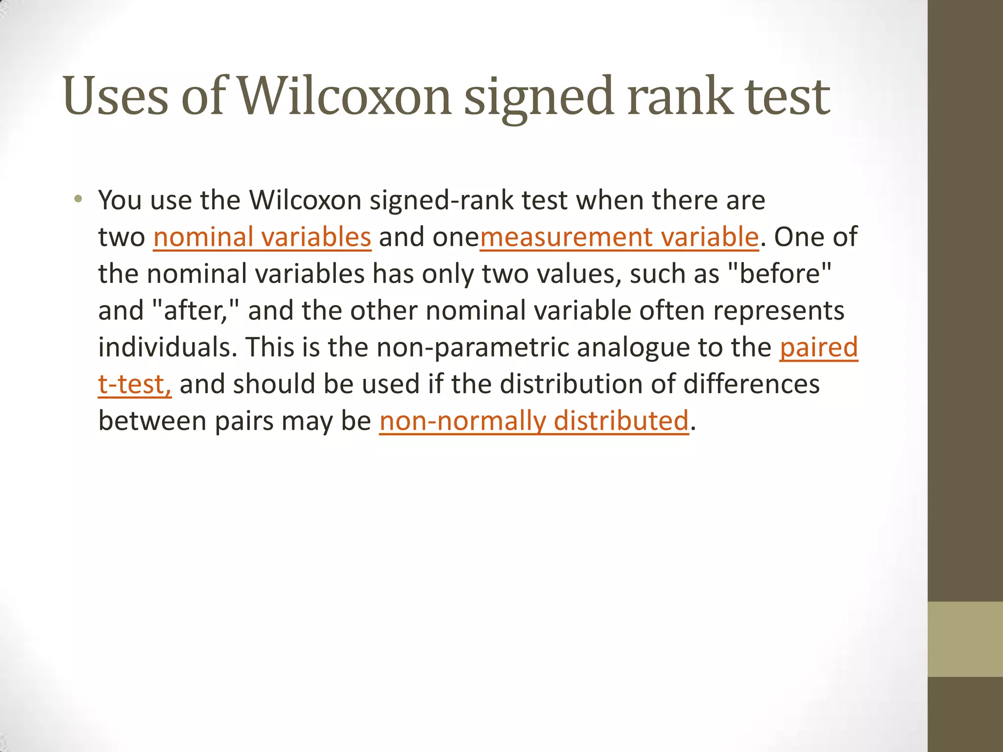Advance Statistics - Wilcoxon Signed Rank Test | PPTX