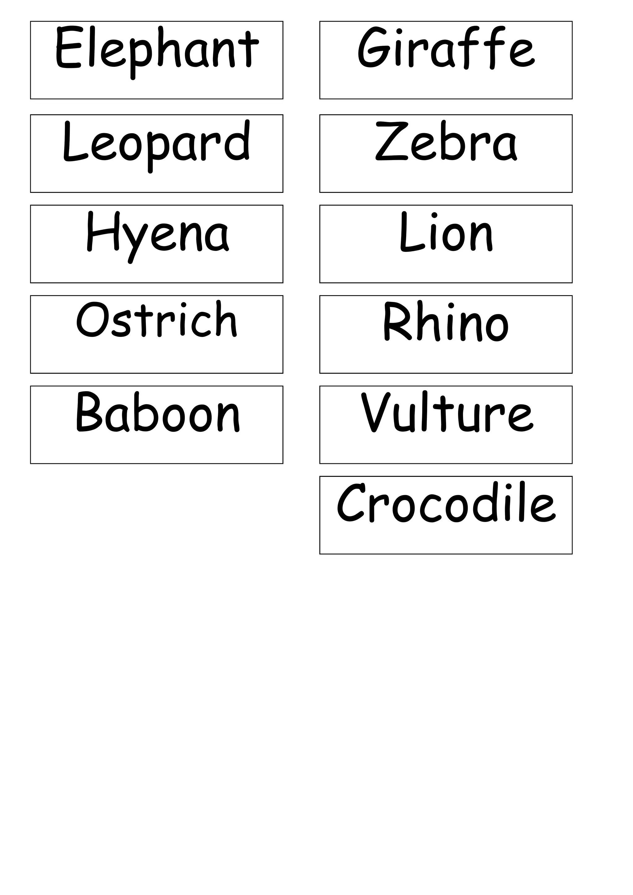 Wild animal labels | PDF