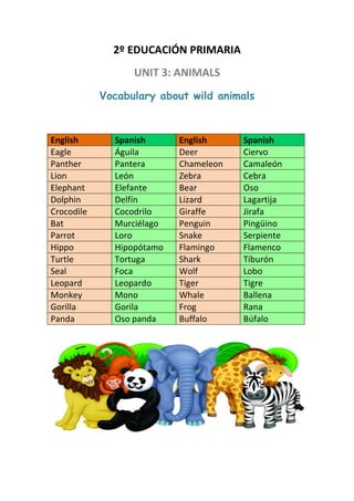 Wild animals unit 3 | PDF