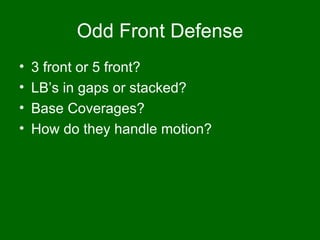 Wildcat Spin Offense Odd Front Defense | PPT