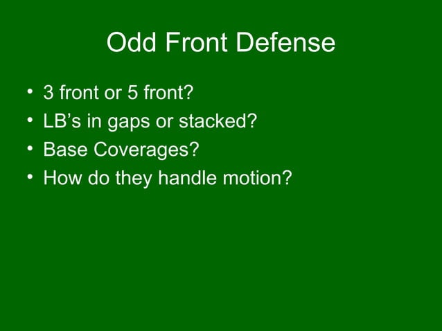 Wildcat Spin Offense Odd Front Defense | PPT