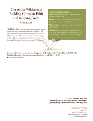 Out of the Wilderness: Building Christian Faith and Keeping God's ...