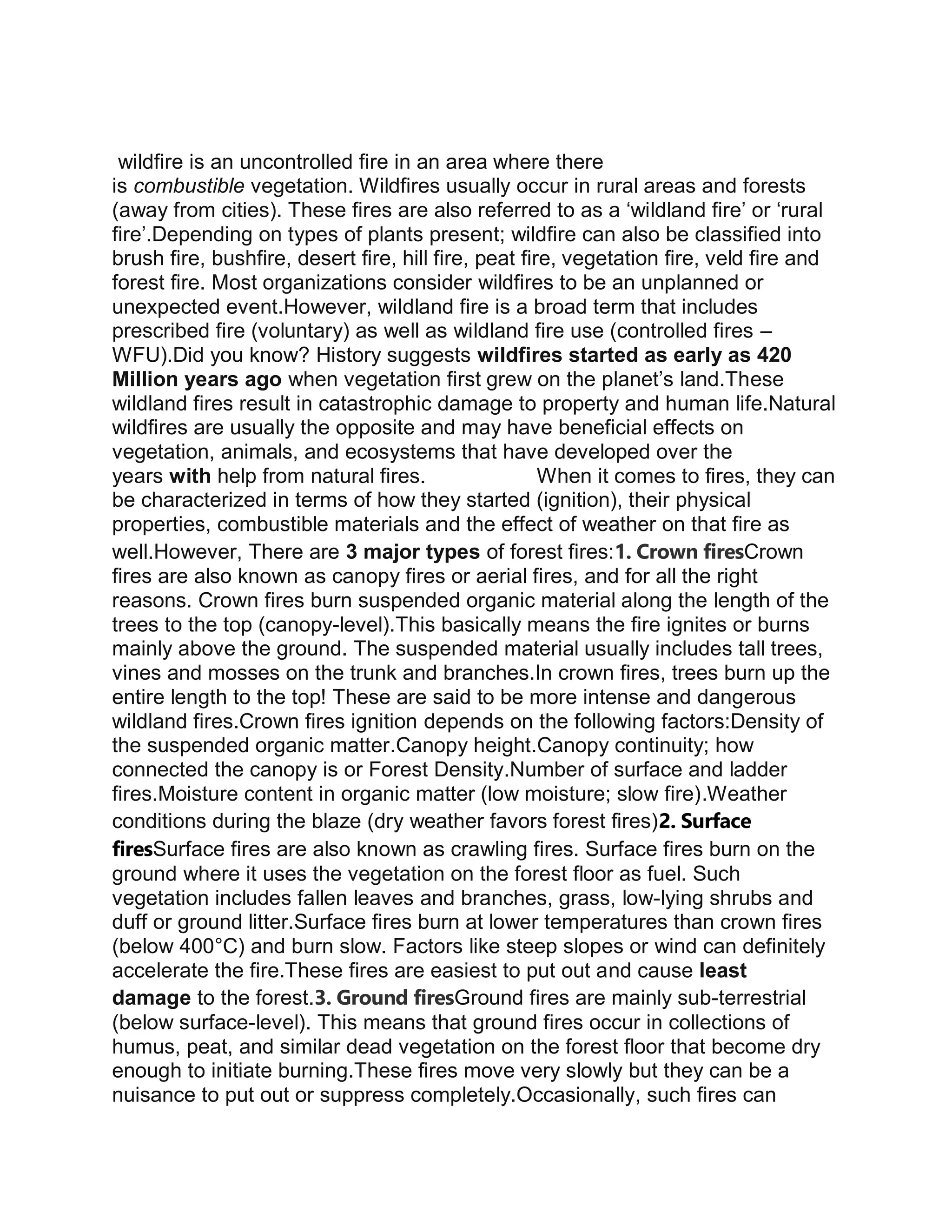 wildfire is an uncontrolled fire in an area where there is (1).pdf