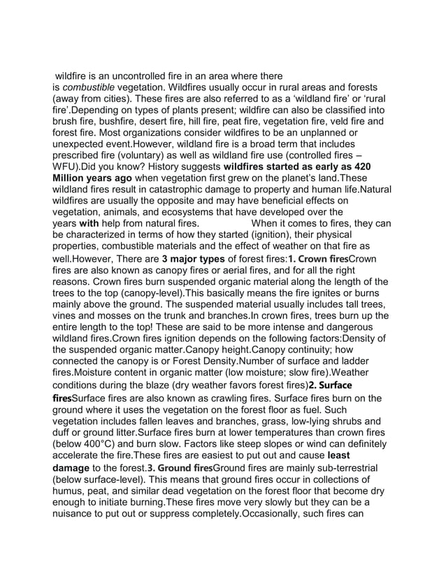 wildfire is an uncontrolled fire in an area where there is (1).pdf