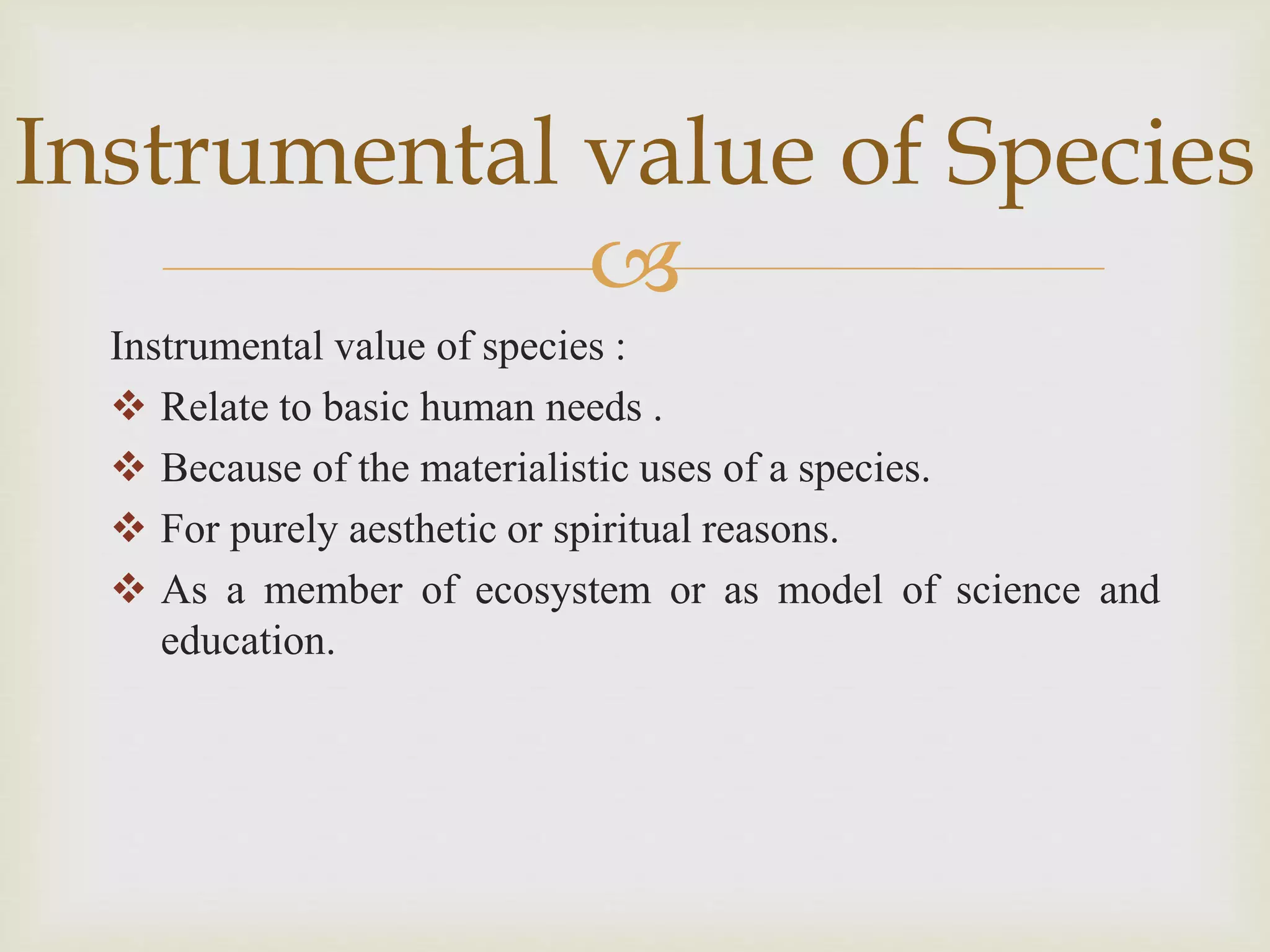 instrumental value of species | PPTX