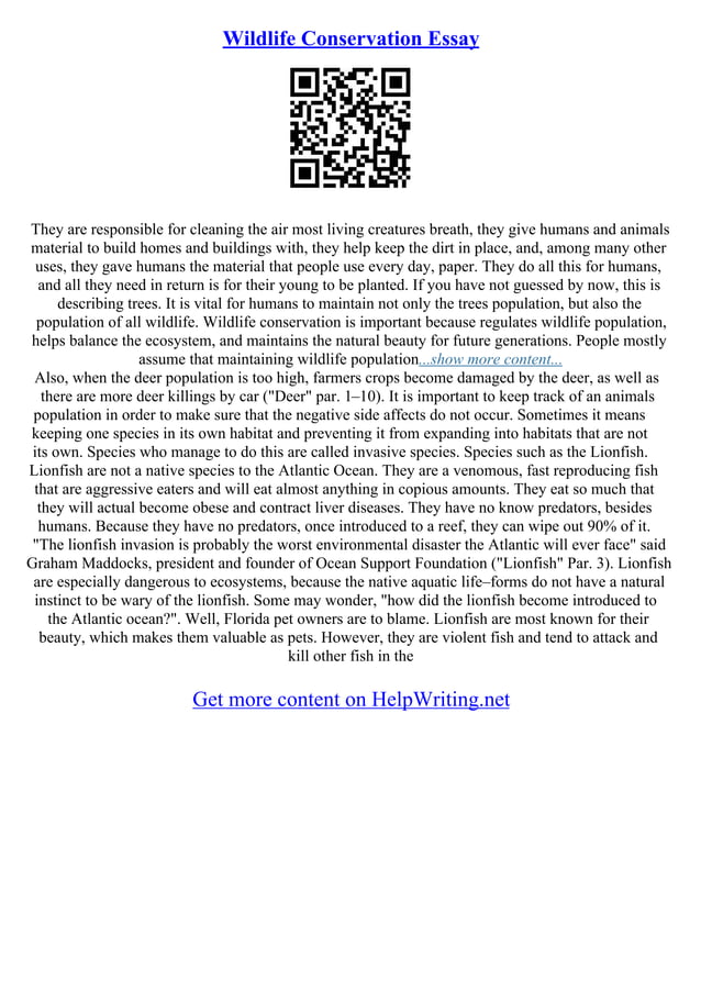 Wildlife Conservation Essay | PDF