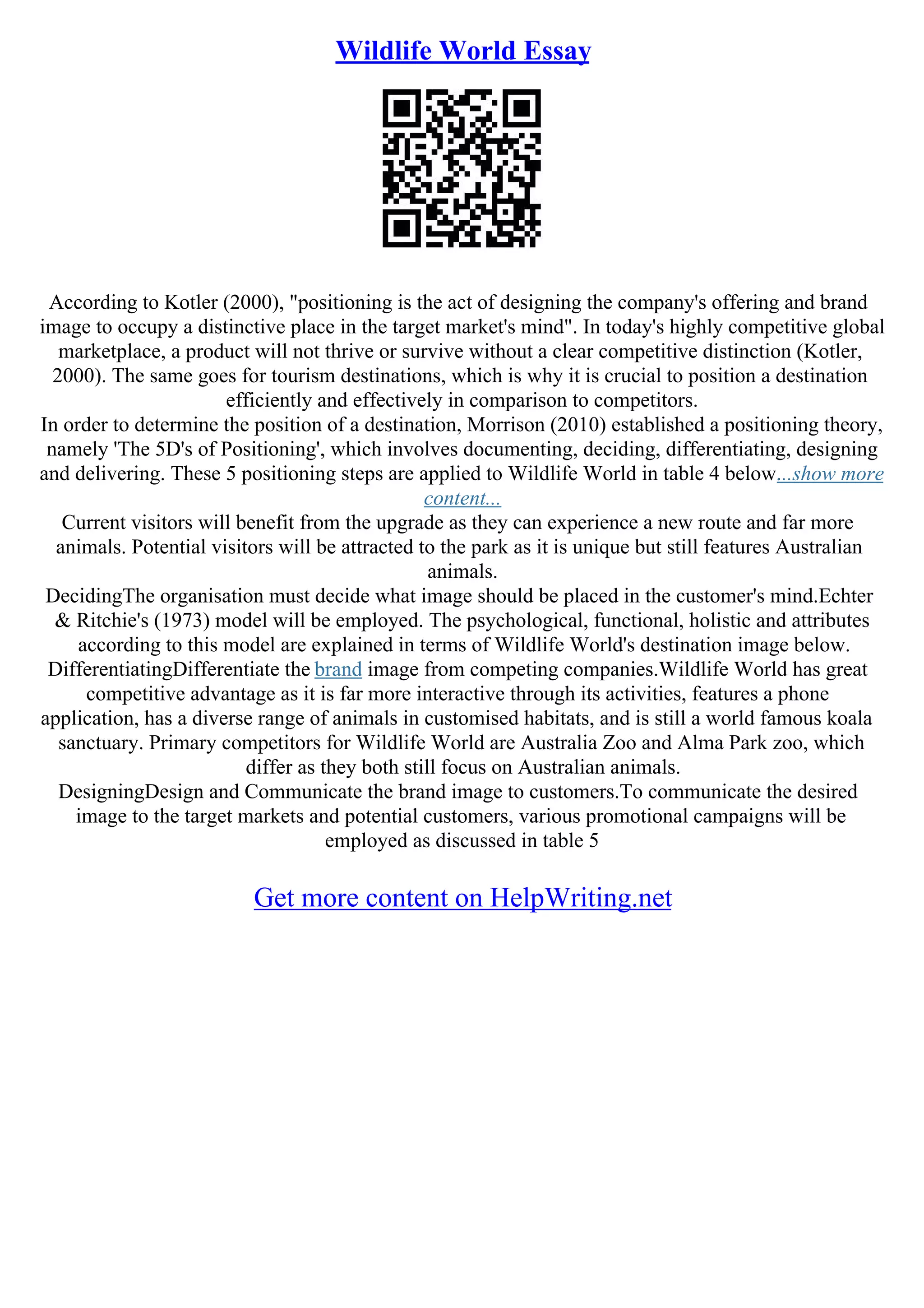 Wild Life Essay | PDF