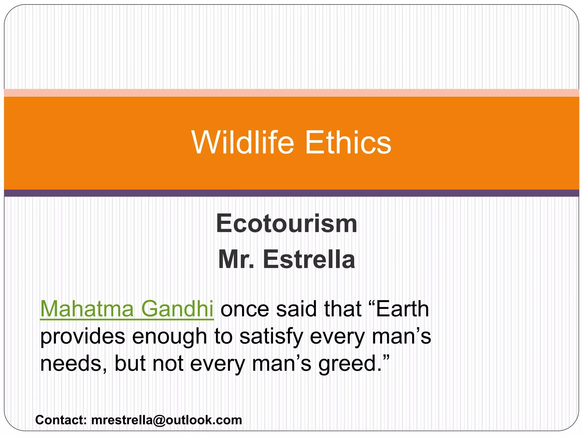 Wildlife ethics | PPTX