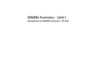 Wildlife_Forensics undergraduate study . | PPTX