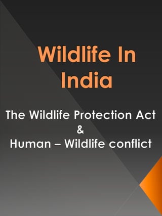 Wildlife in India. Human Wildlife conflicts and wildlife protection act | PPTX
