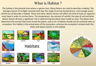 Wildlife management - habit, habitat, territory & niche of animals | PPTX