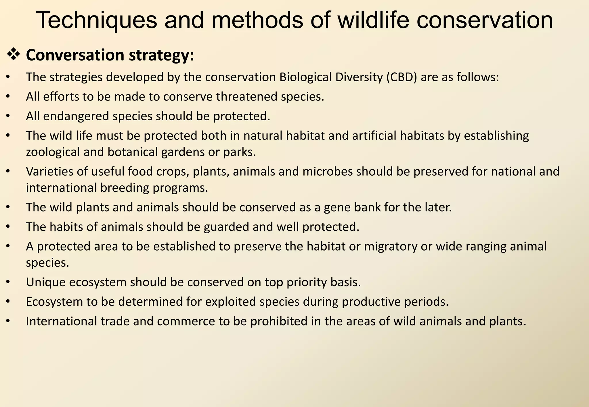 Wildlife management techniques and methods of wildlife conservation | PPTX