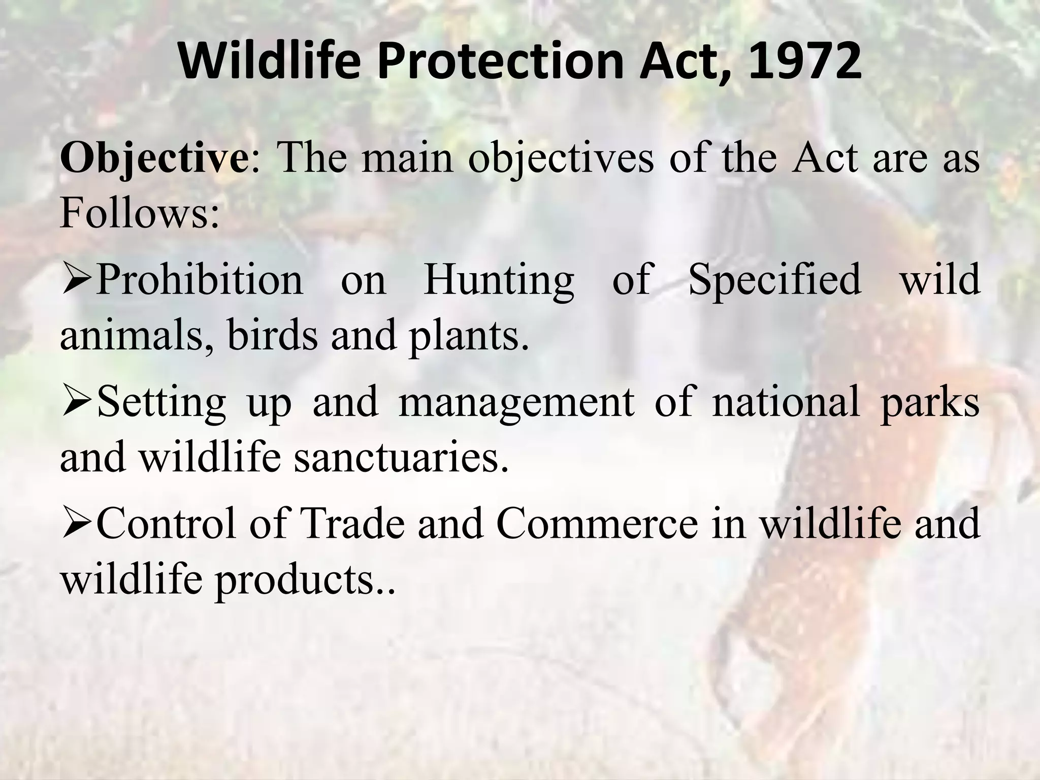 Wildlife protection act, 1972 | PPTX