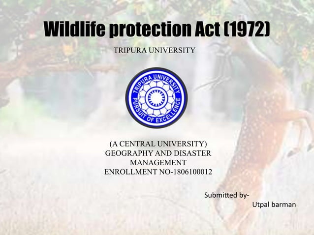 Wildlife protection act, 1972 | PPTX | Zoos & Aquariums | Attractions