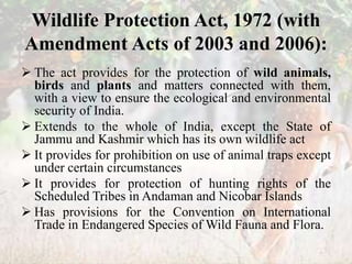 Wildlife protection act, 1972 | PPTX