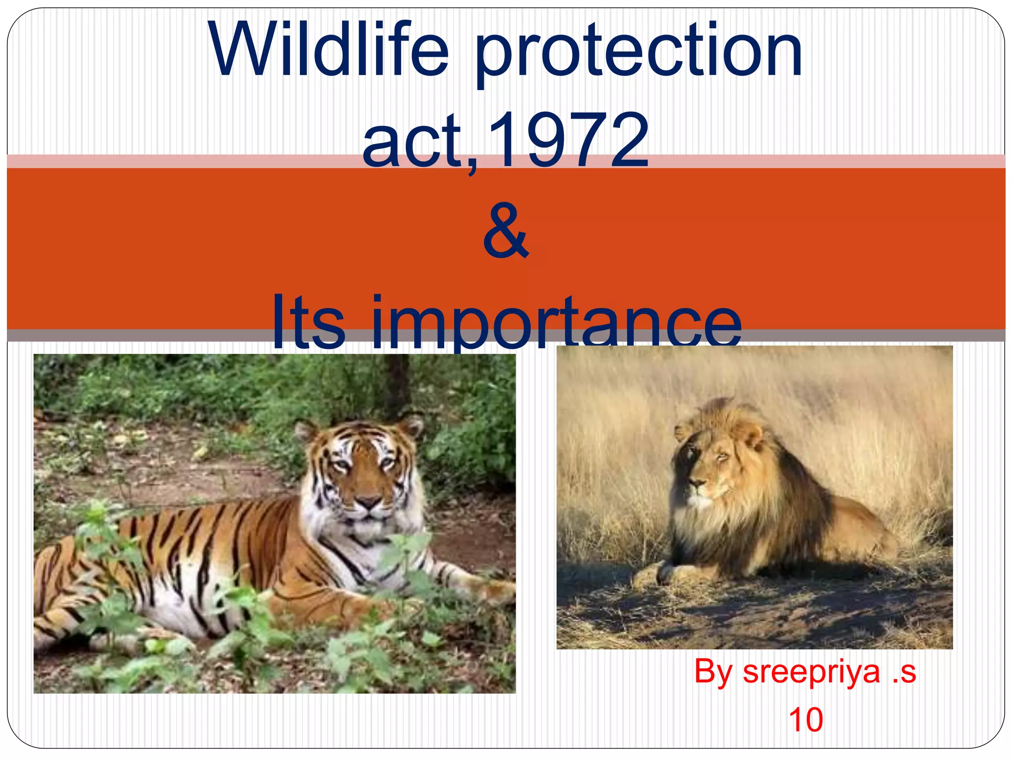 Wildlife protection act and it’s importance | PPTX