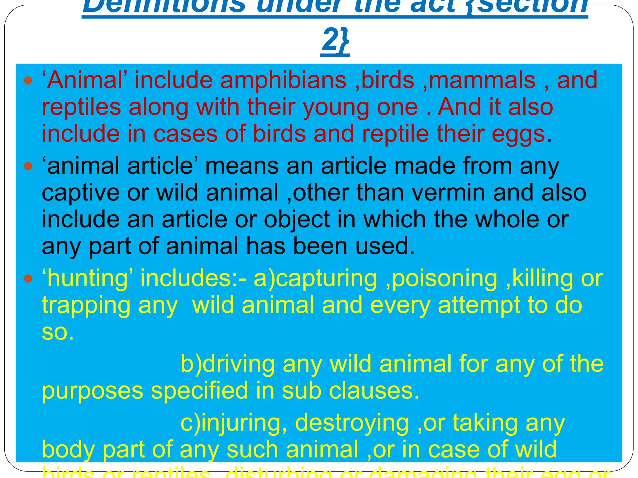 Wildlife protection act and it’s importance | PPTX