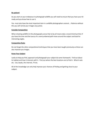 Wildlife teaching notes | DOCX