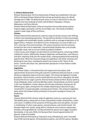 Exploring the Rich Biodiversity: Wildlife Tourism in Nepal | PDF