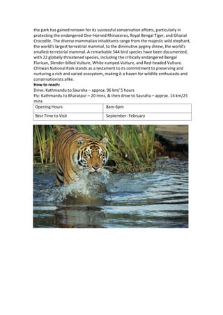 Exploring the Rich Biodiversity: Wildlife Tourism in Nepal | PDF