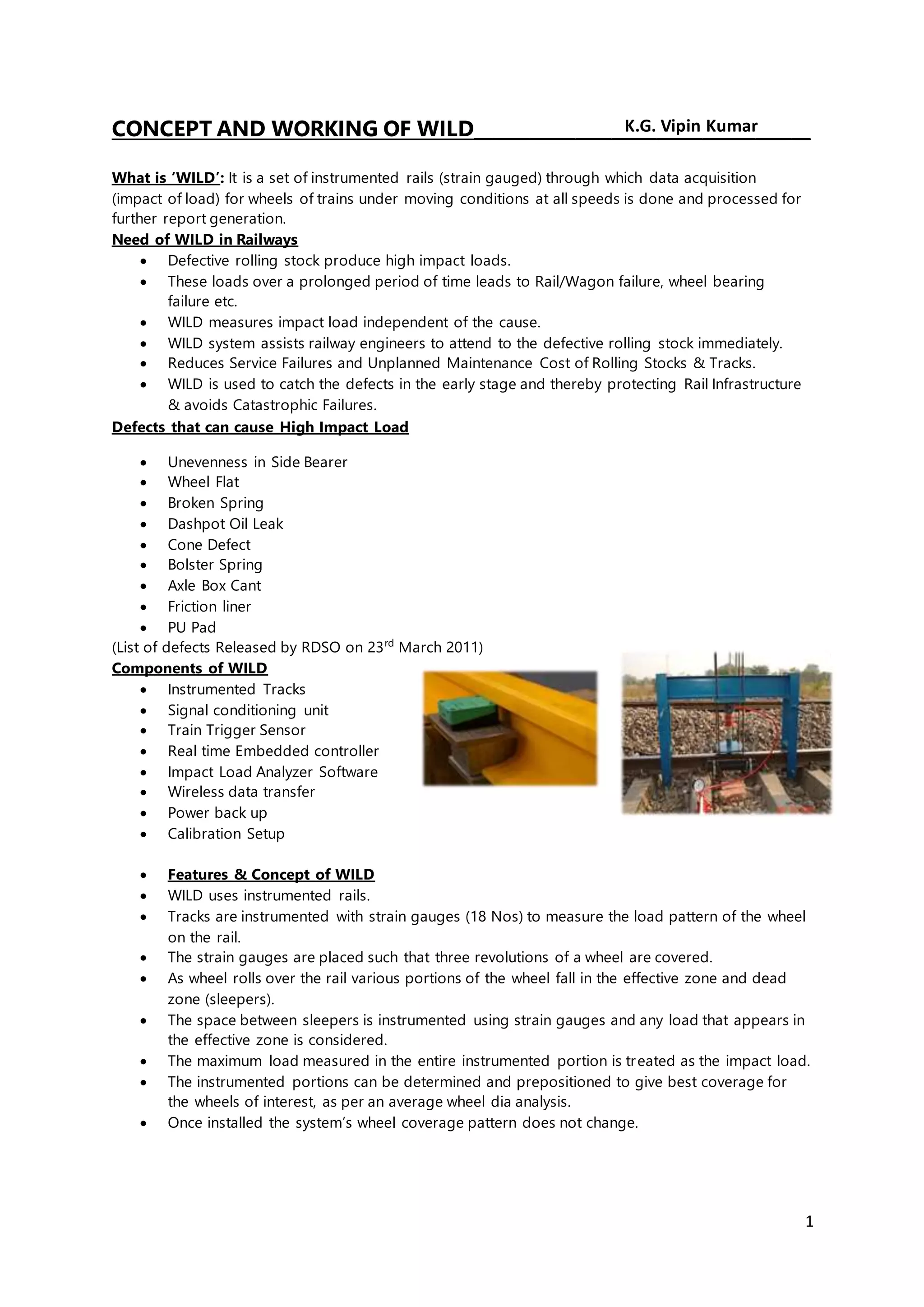 CONCEPT AND WORKING OF WILD (Wheel Impact Load Detector) | DOCX