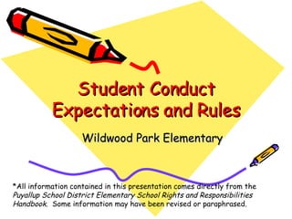Wildwood Student Conduct Expectations And Rules | PPT