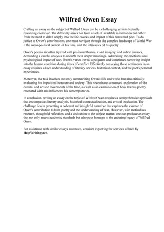 Wilfred Owen Essay | PDF | Landscaping | Home & Garden