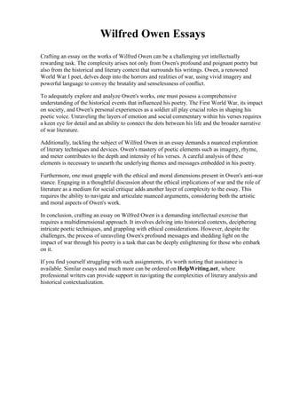 Wilfred Owen Essays.pdfWilfred Owen Essays | PDF