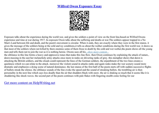 Wilfred Owen Exposure Essay | PPT | Free Download