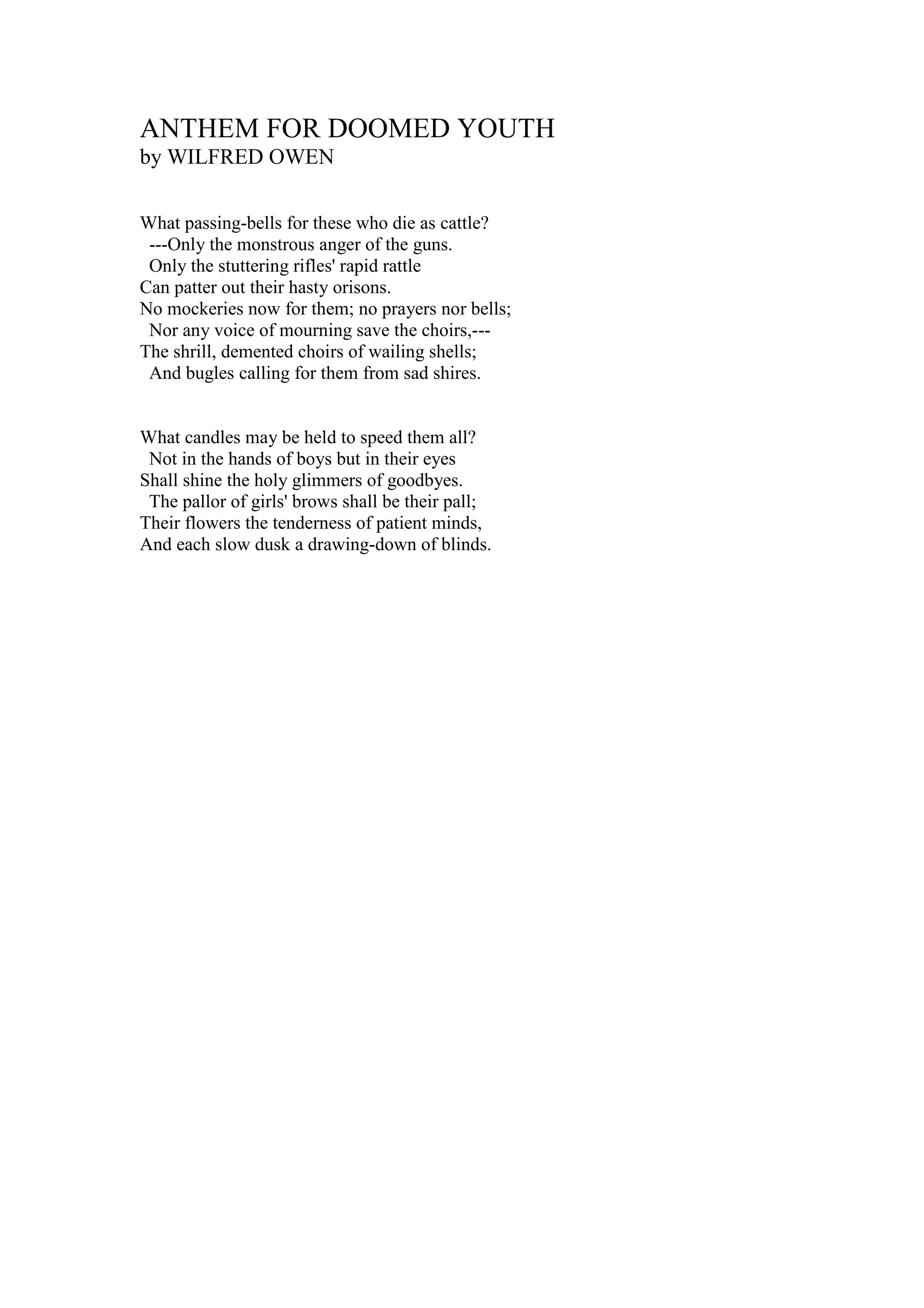 Wilfred Owen's Poetry | PDF