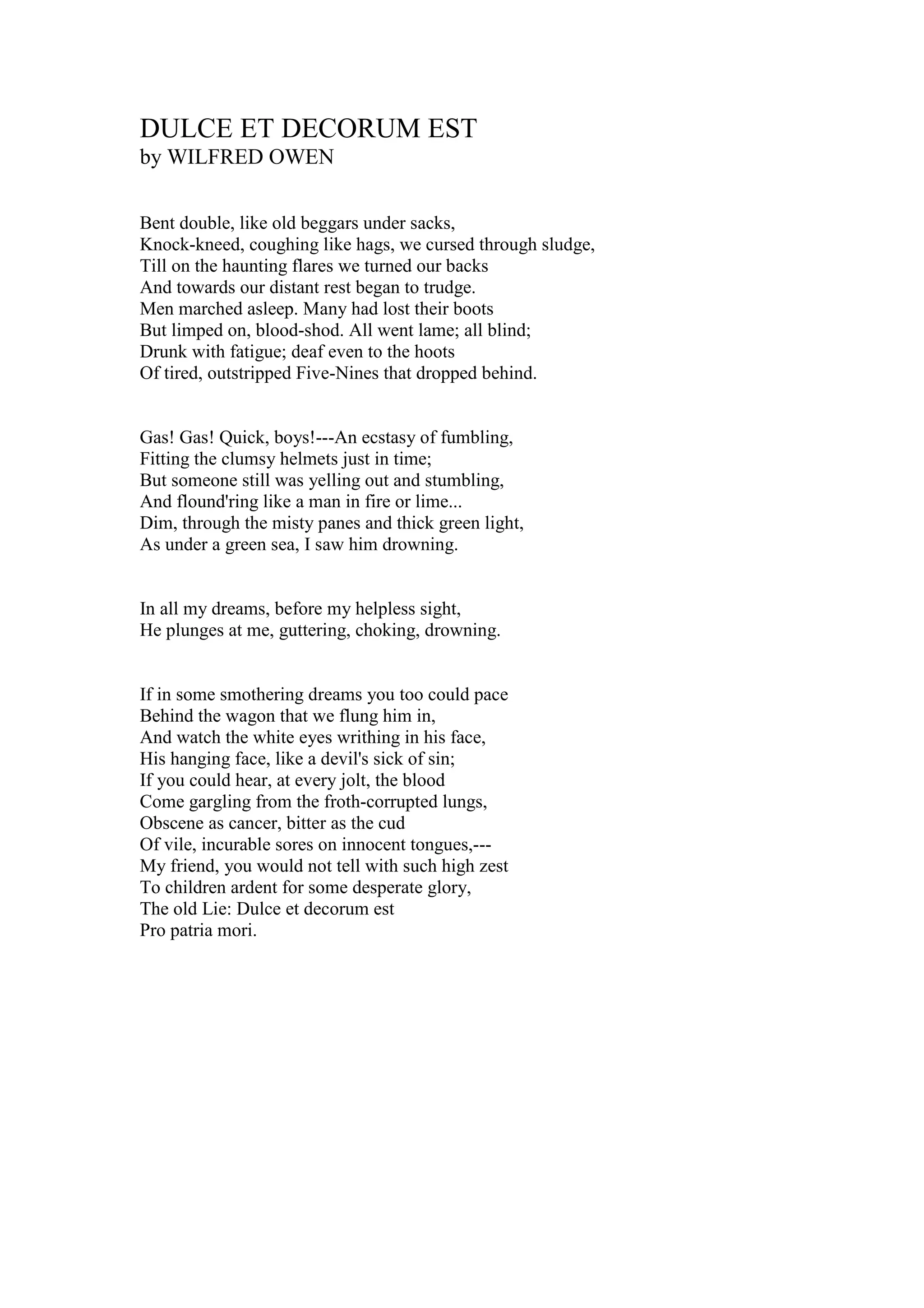 Wilfred Owen's Poetry | PDF
