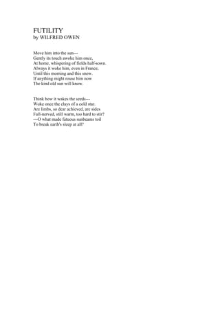 Wilfred Owen's Poetry | PDF