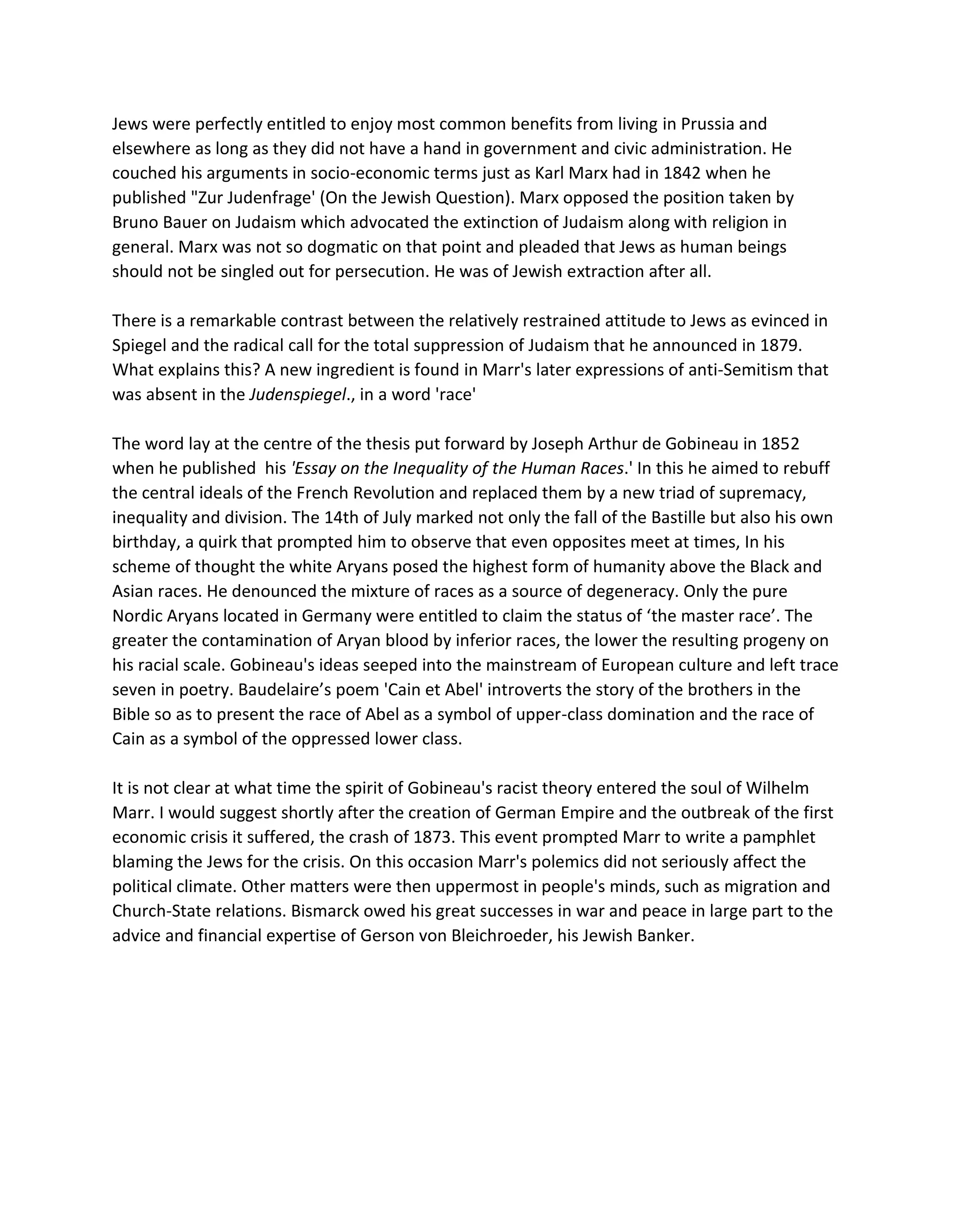 Wilhelm Marr has gone done in history as the man who probably coined ...